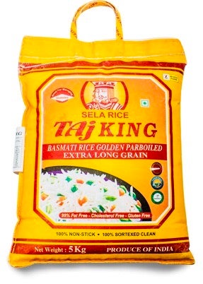 Taj King Golden Parboiled (Sella) Basmati Rice 20kg | Home Supermart